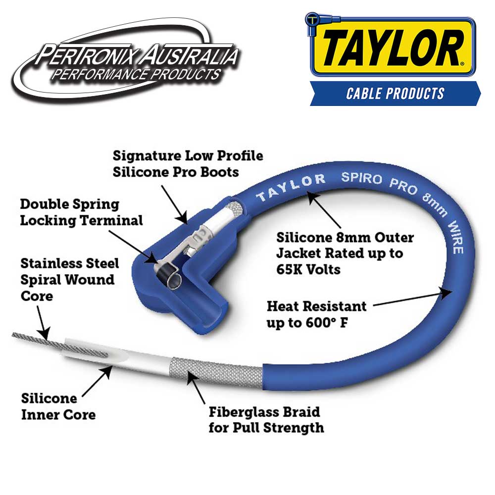 Taylor Cable 8mm Spiro-Pro Spark Plug Wires - 8cyl 90 Black Superior ...