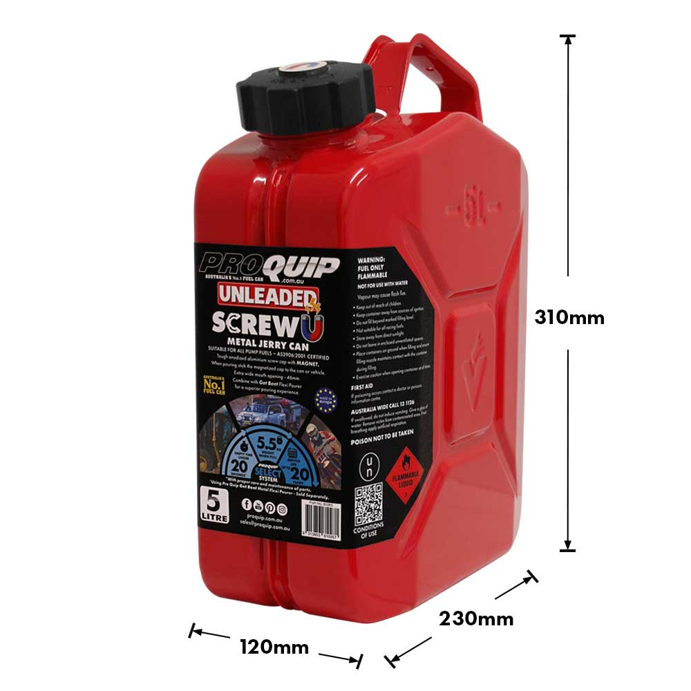 5L Jerry Can Metal Screw U Unleaded Red Best Fuel Cans in Australia