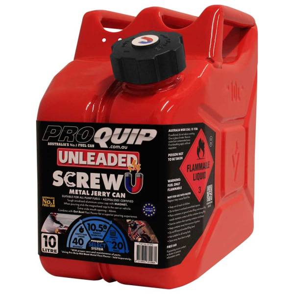 10L Jerry Can Metal Screw U Unleaded Red Best Fuel Cans in Australia